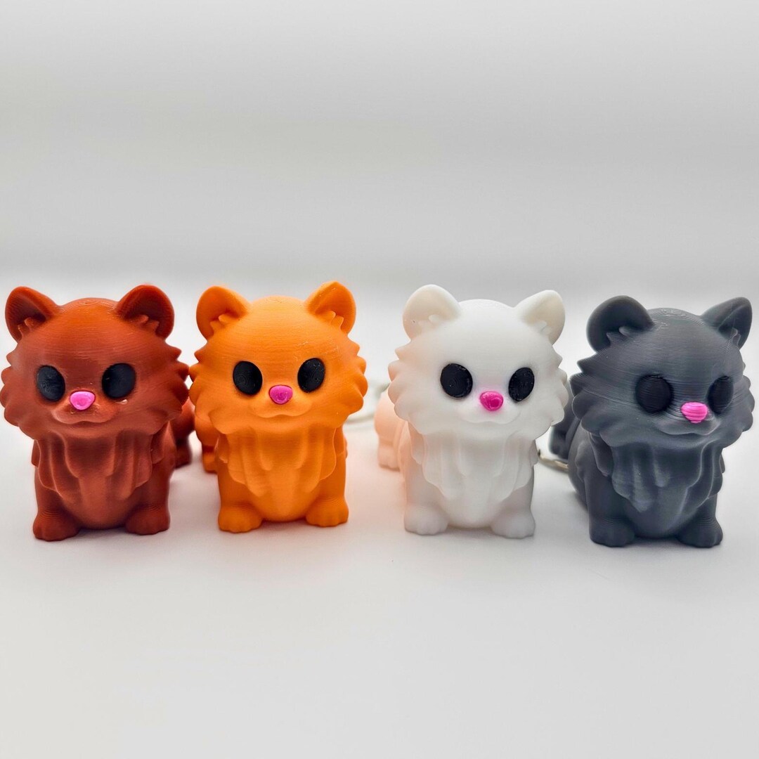 Fluffy Cat Keychain 3D Printed Animal Keychain - Etsy