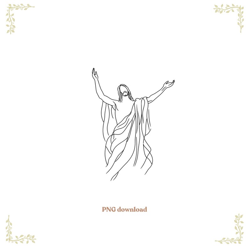 Minimal Jesus Christ Line Art PNG, Boho Christ Resurrection Art ...