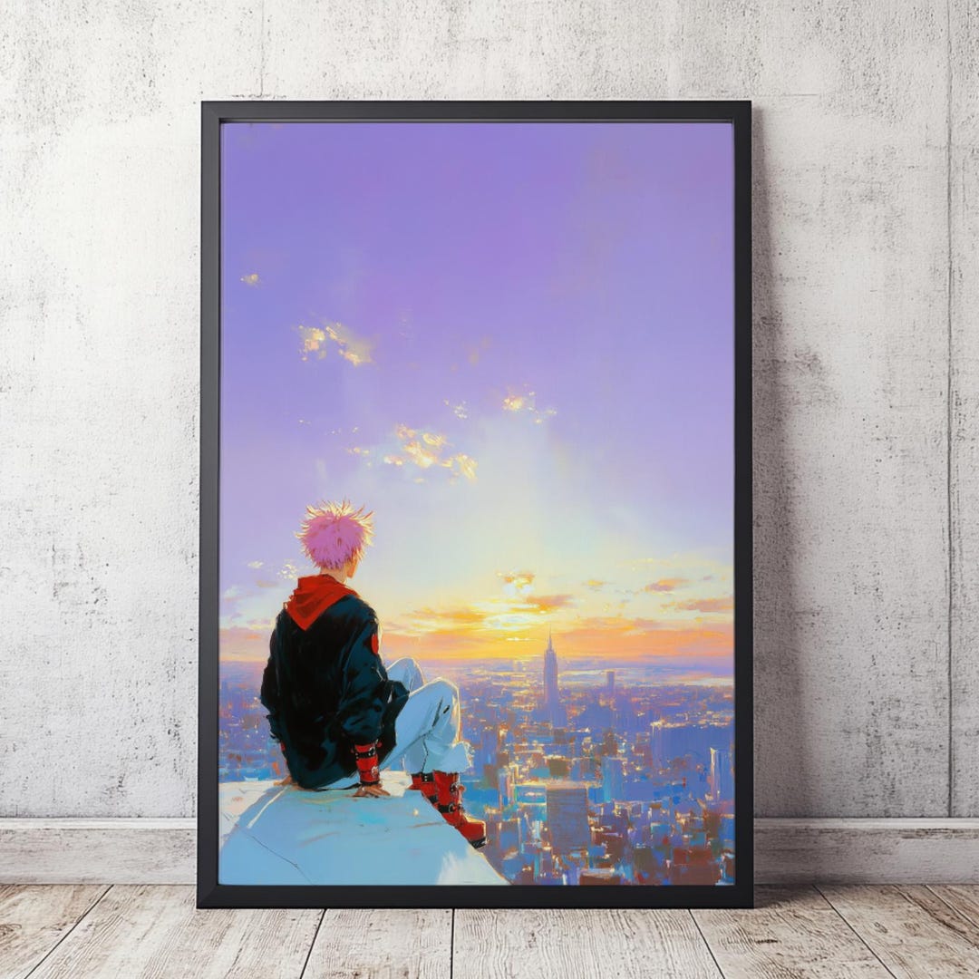 Modern JJK Yuji Tokyo Wall Art PNG, JJK Anime Inspired Painting ...
