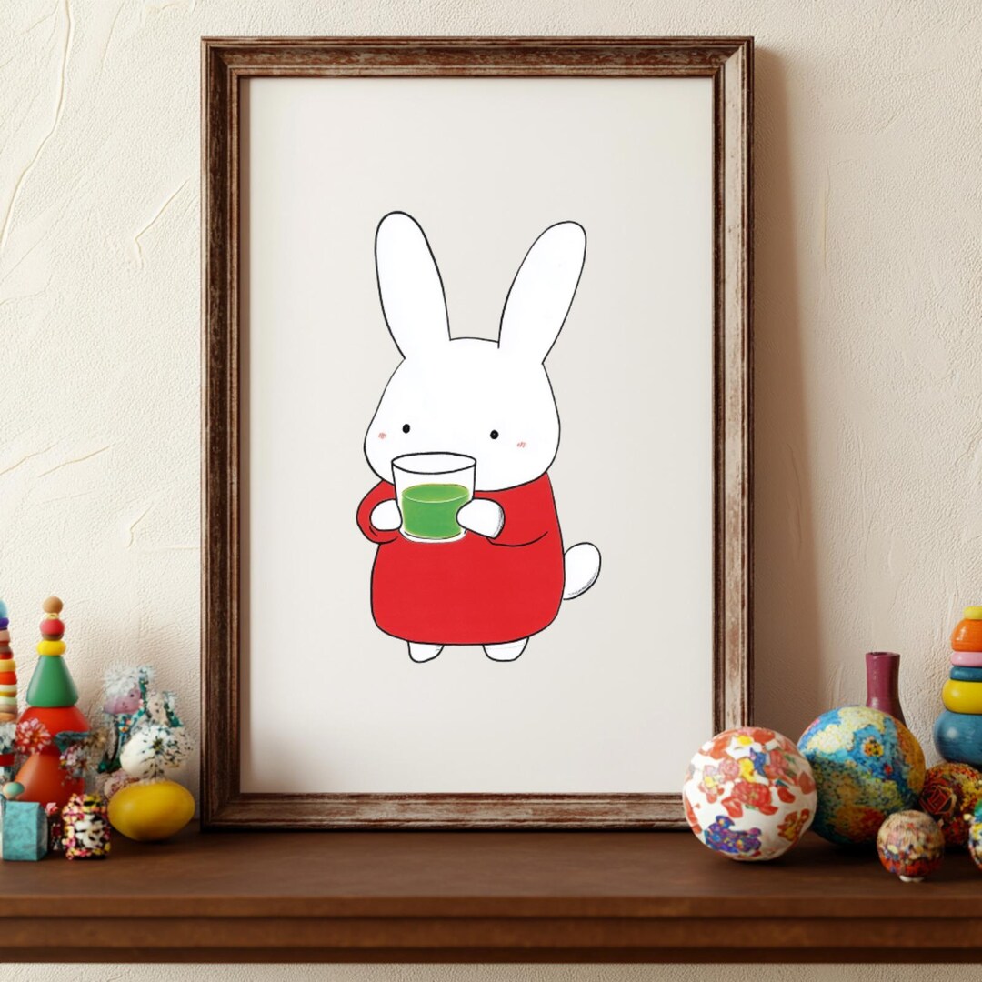 Matcha Bunny Clip Art Set, Miffy Art Style, Minimal Colorful Cute ...