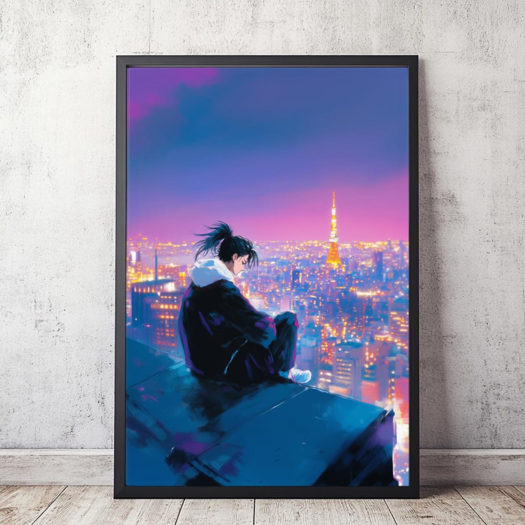 Modern JJK Geto Tokyo Wall Art PNG, JJK Anime Inspired Painting ...