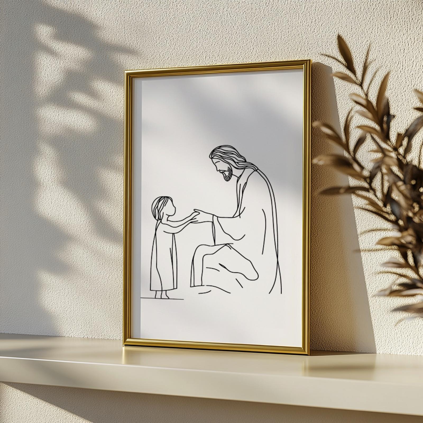 Minimal Christian Art, Jesus Christ Comforting Child, Jesus Line Art ...