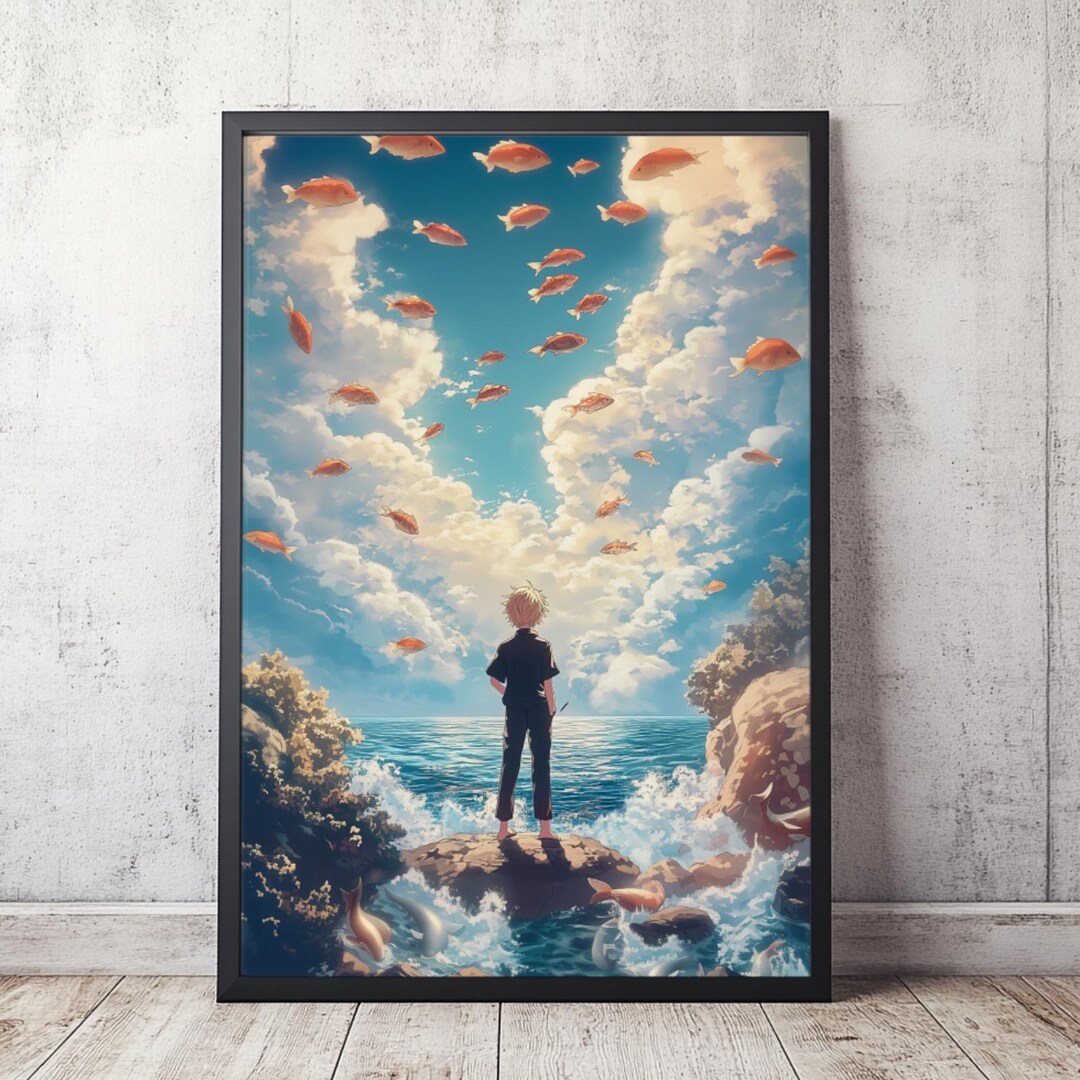 Sanji All Blue Sea Fish Fan Art, Majestic Colorful Anime Wall Decor ...
