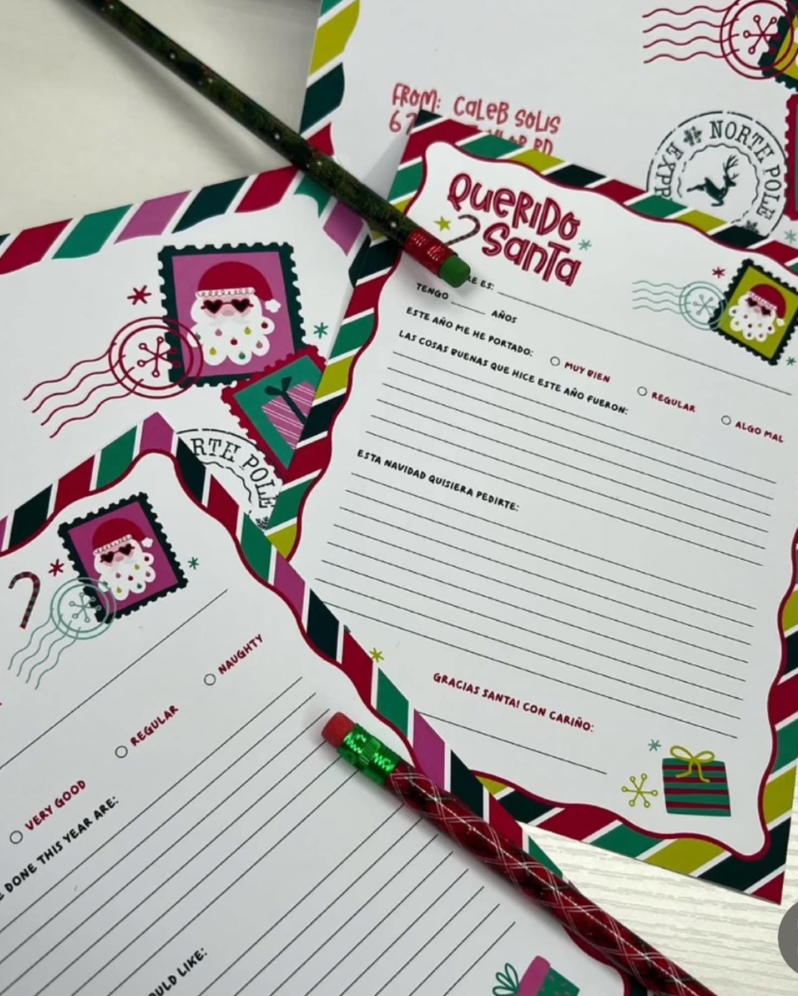Letter to Santa Printable Kit | English & Spanish - Etsy