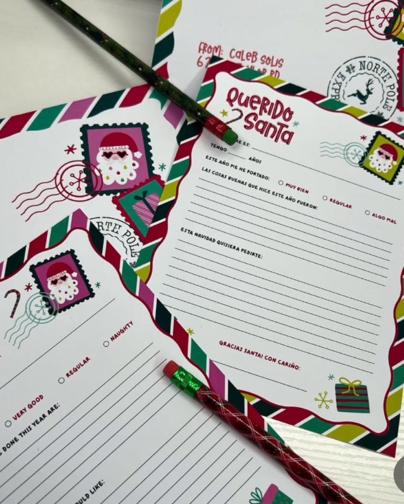 Letter to Santa Printable Kit | English & Spanish - Etsy