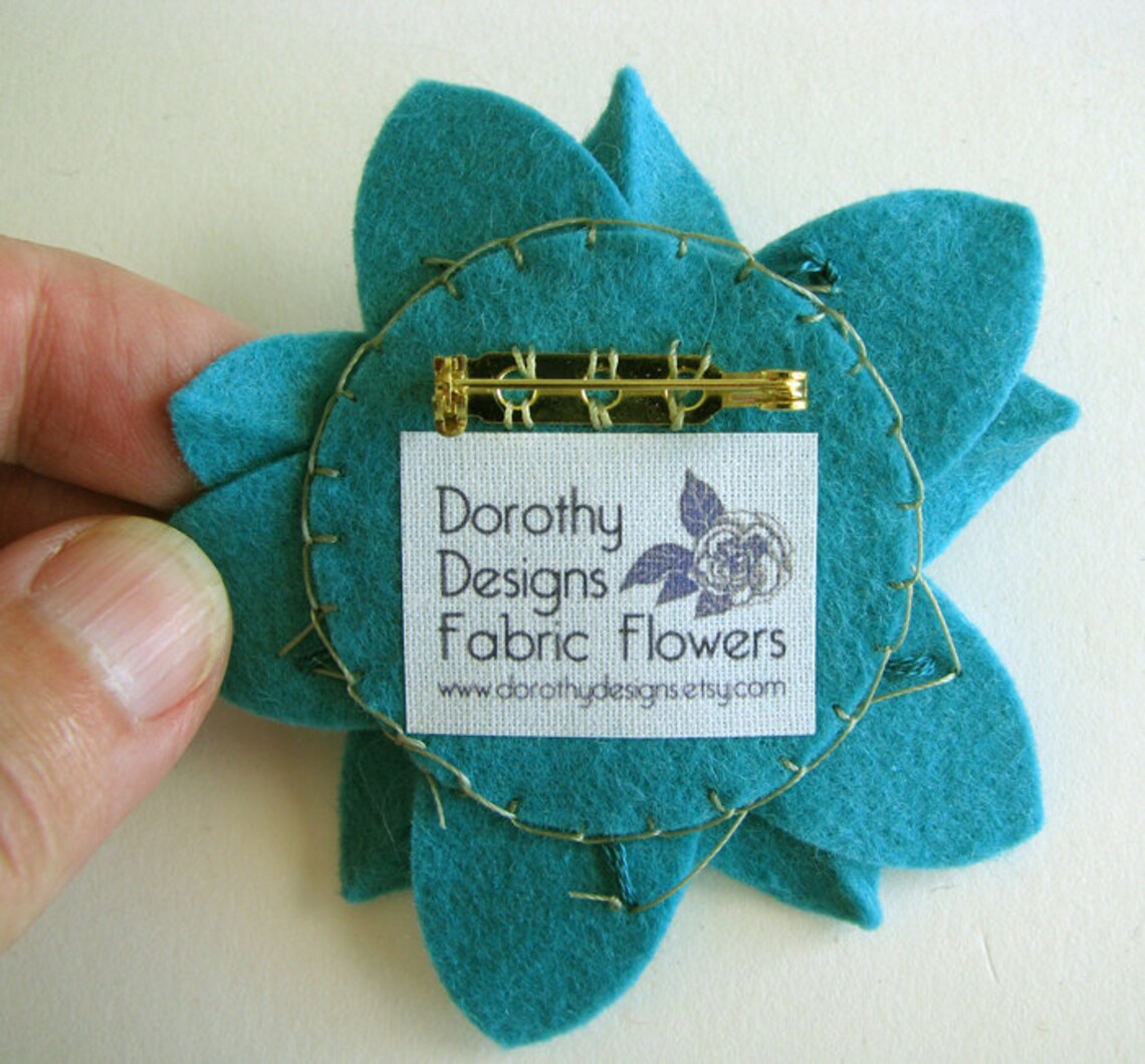Turquoise on Turquoise Felt Flower Pin With Vintage Turquoise Button ...