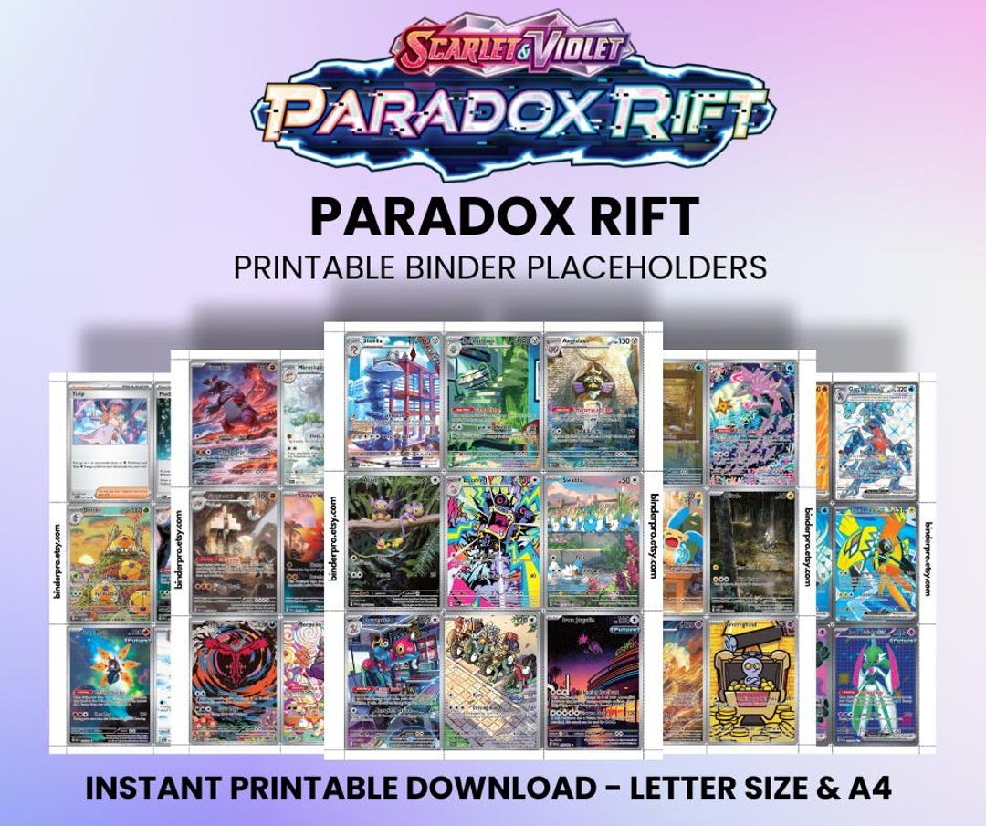 Paradox Rift | Pokémon Printable Placeholders for Binder - Etsy