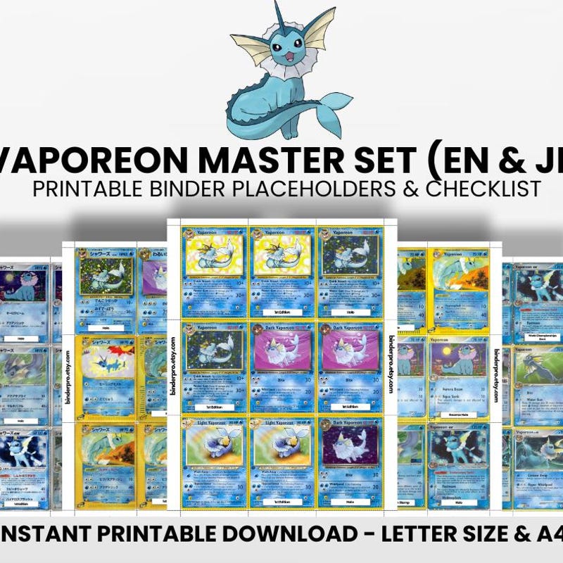 Vaporeon Binders - Etsy