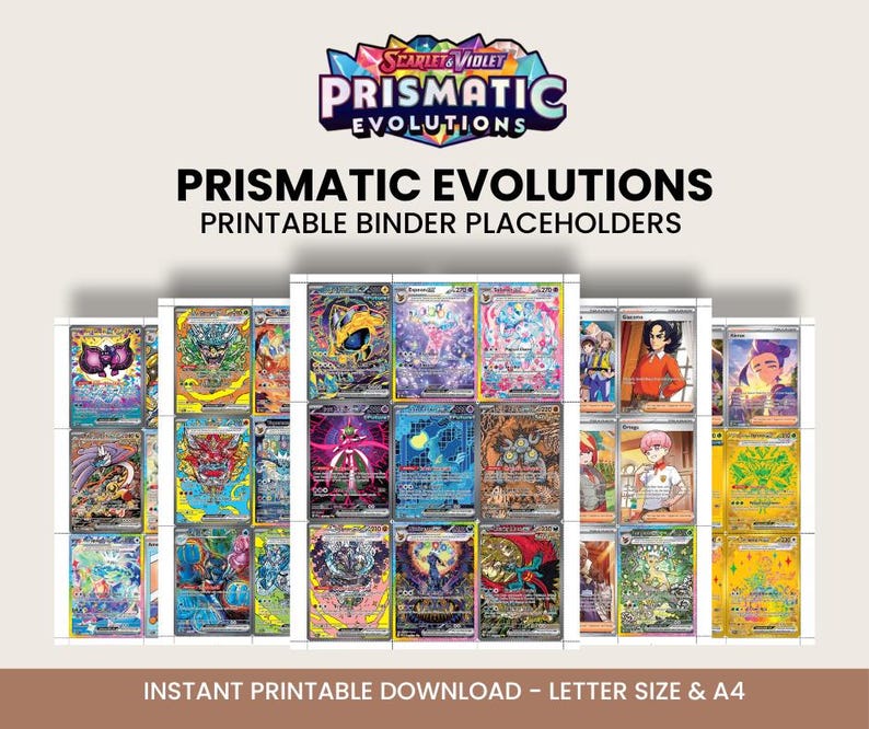 Prismatic Evolutions Pokémon Printable Placeholders for Binder - Etsy