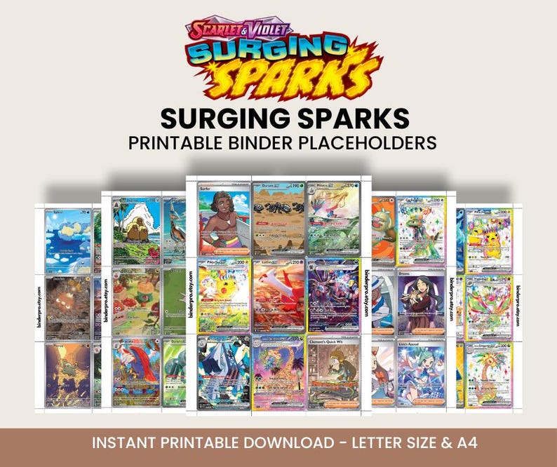 Surging Sparks | Pokémon Printable Placeholders for Binder - Etsy