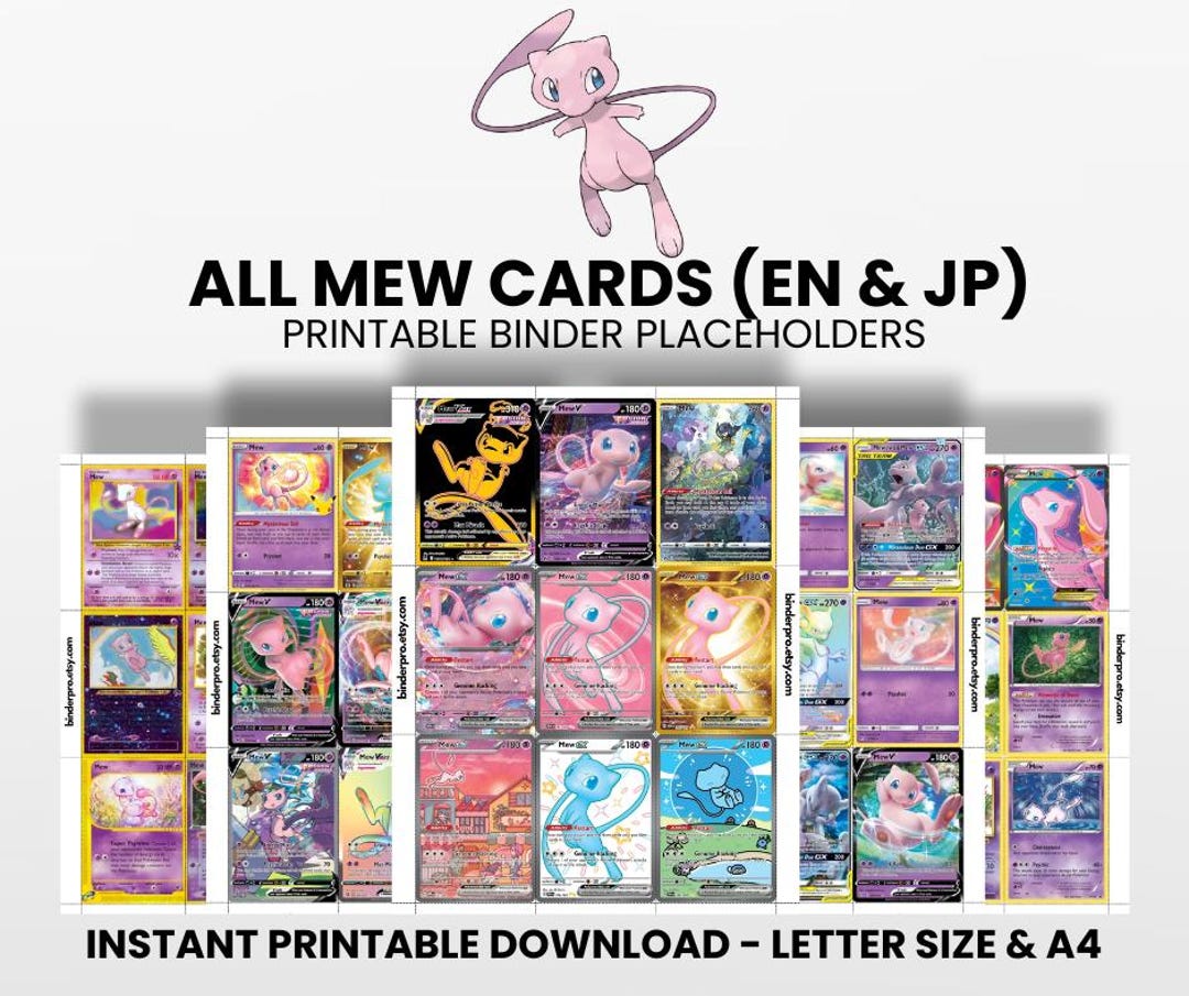 Mew (english & Japanese) | Pokémon Printable Placeholders for Binder - Etsy