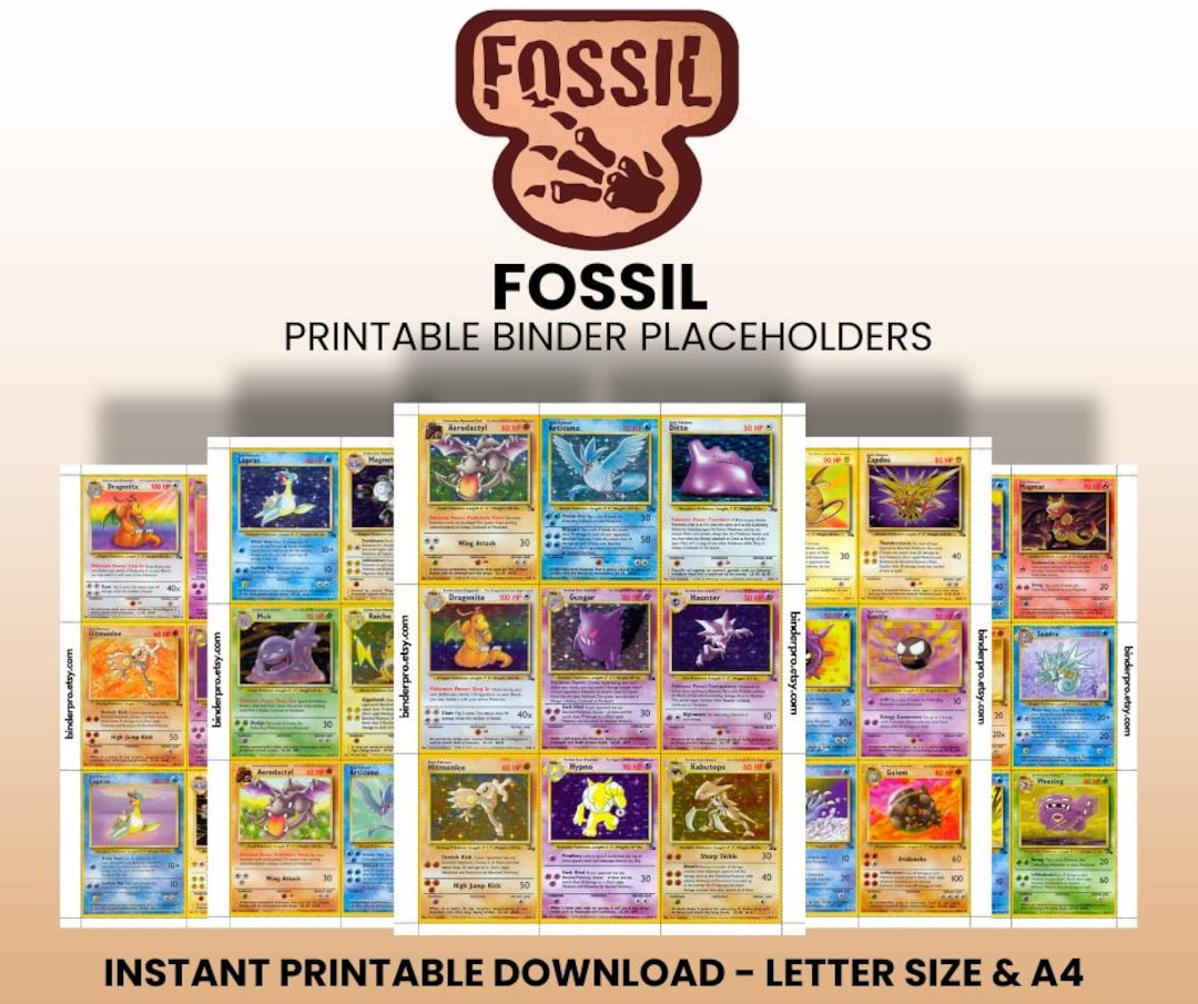 Fossil (english) | Pokémon Printable Placeholders for Binder - Etsy