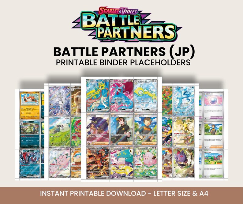 Battle Partners JP Pokémon Printable Placeholders for Binder - Etsy