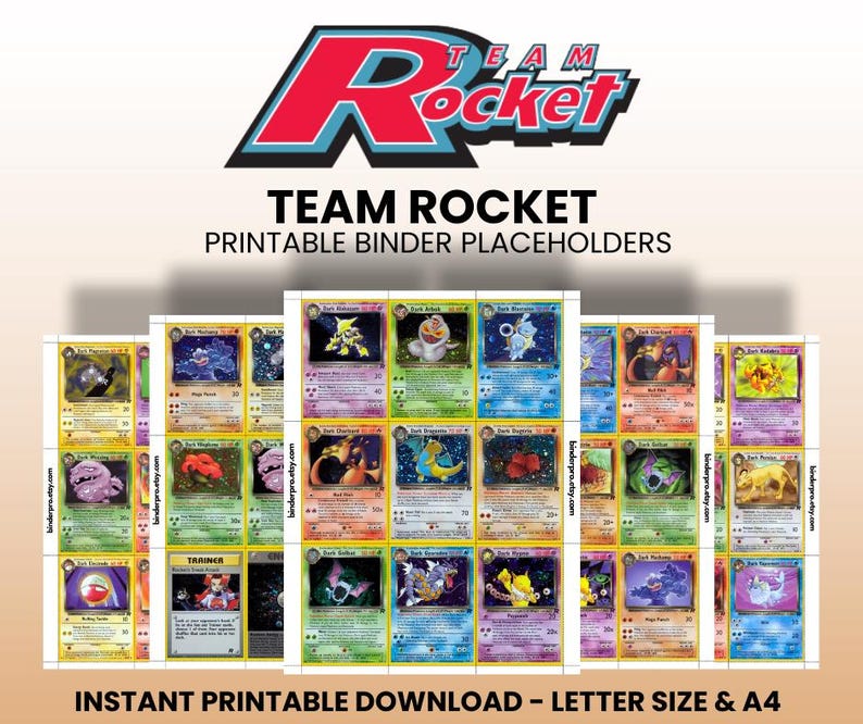 Team Rocket (english) | Pokémon Printable Placeholders for Binder - Etsy