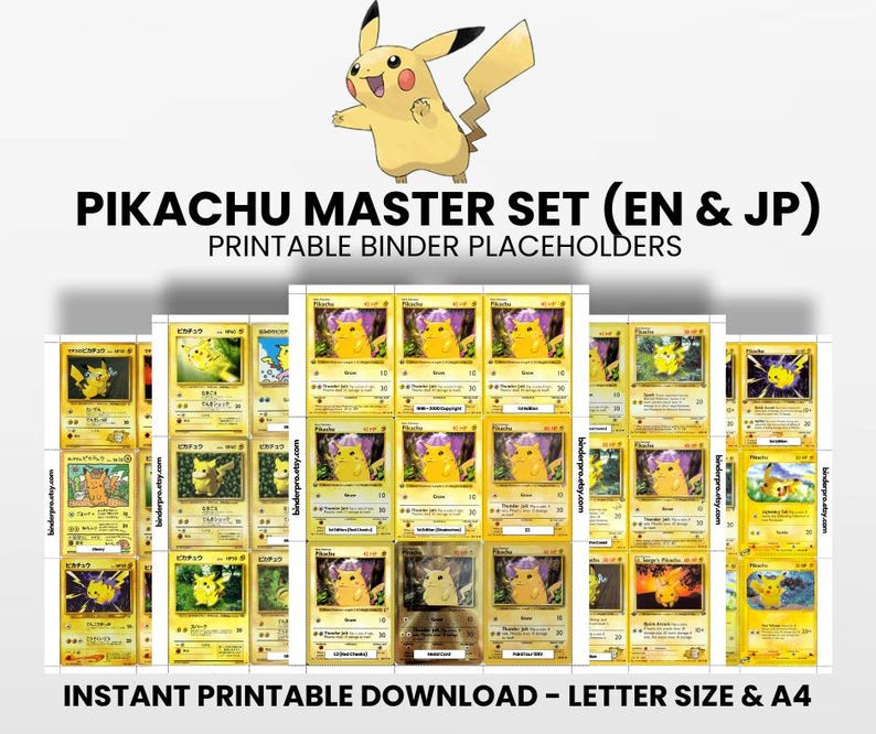 Pikachu (english & Japanese) Master Set | Pokémon Printable ...