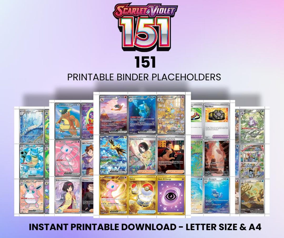 151 | Pokémon Printable Placeholders for Binder - Etsy