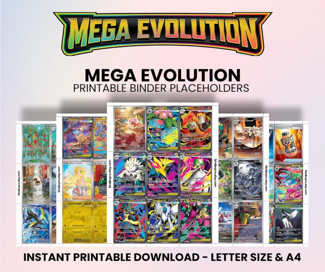 Mega Evolution | Pokémon Printable Placeholders for Binder - Etsy