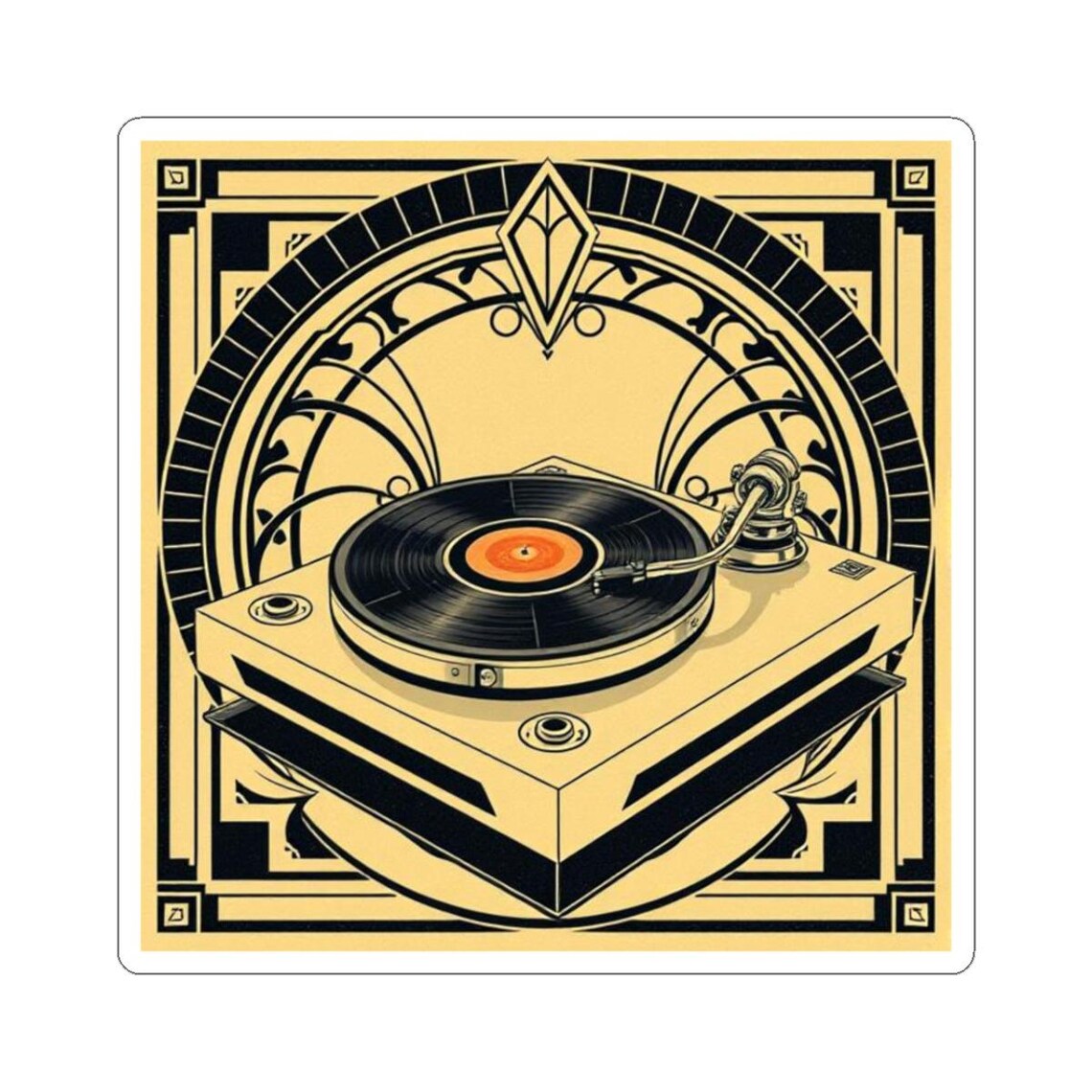 Vintage Record Player Turntable Sticker | Stylish Music Decor, Laptop ...