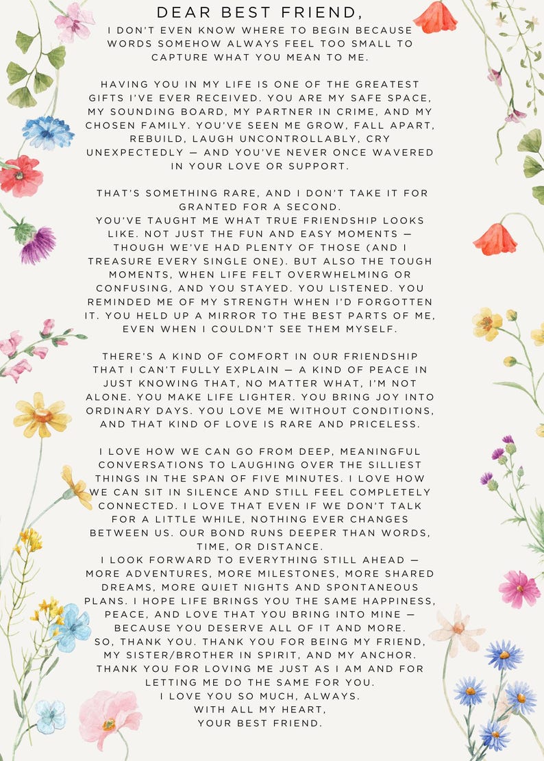 Letter to My Best Friend, Digital Download, Canva Edit Ready to Make ...