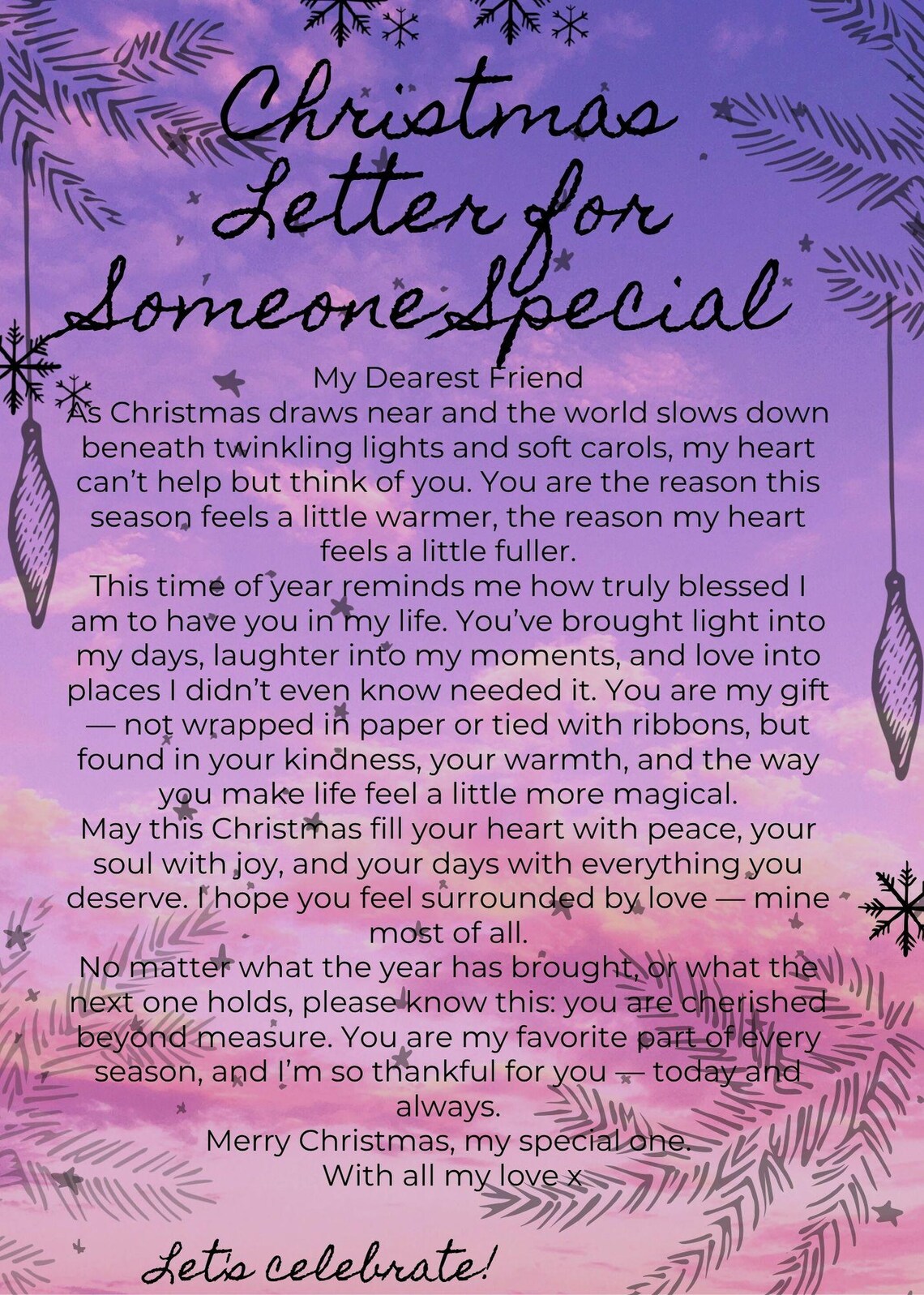 Christmas Letter, Someone Special | Canva Edit Ready to Make Your Own ...