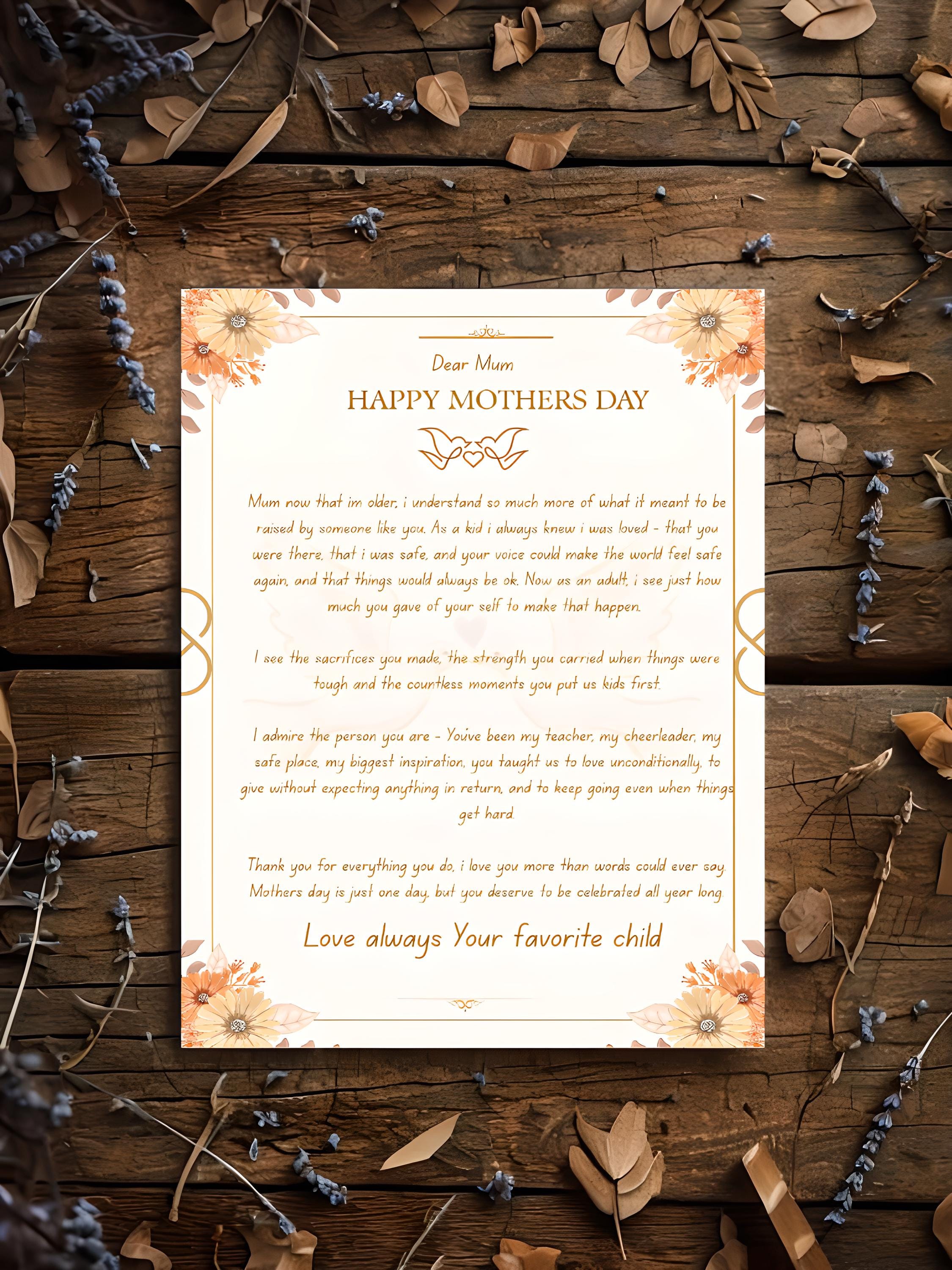 Letter to My Mother Canva Edit Personalize for Your Mum Letter From ...