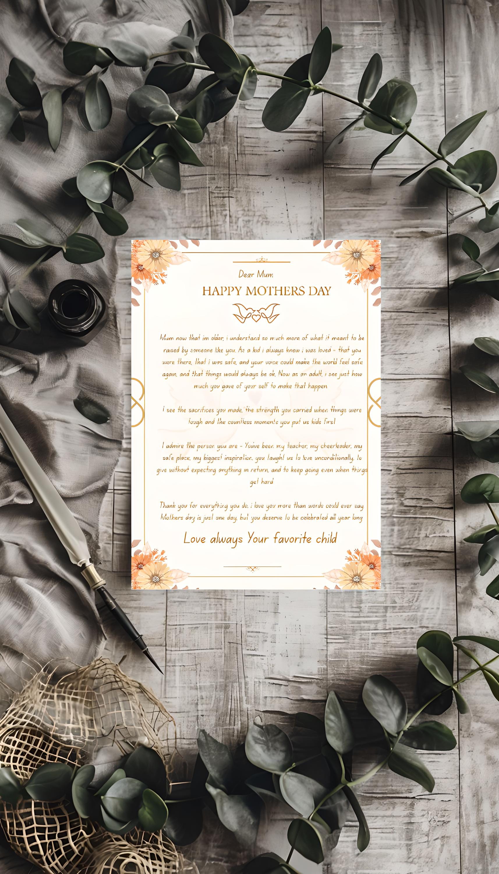 Letter to My Mother Canva Edit Personalize for Your Mum Letter From ...