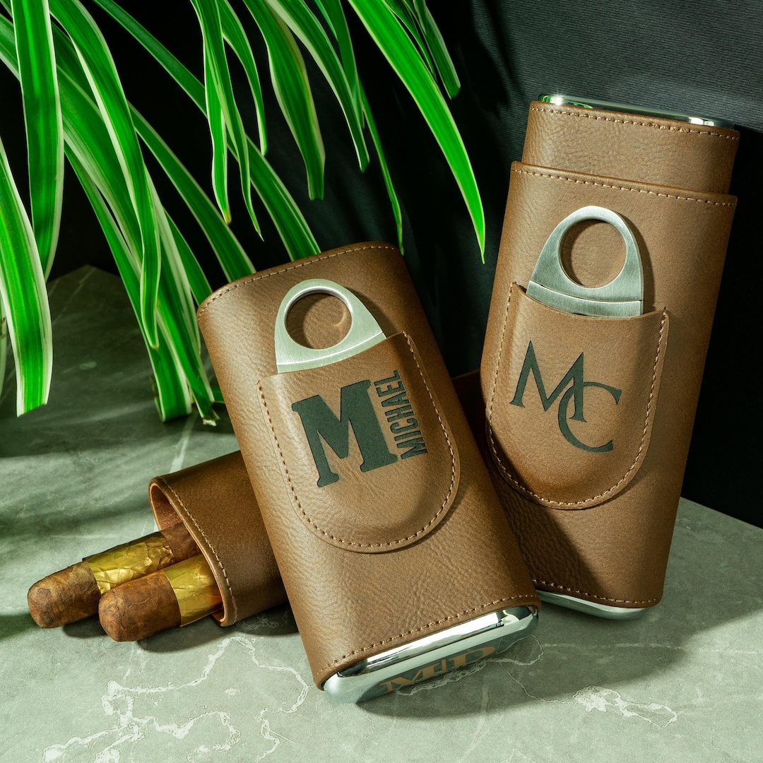 Personalized Leather Cigar Holder, Groomsman Cigar Carrying Case ...