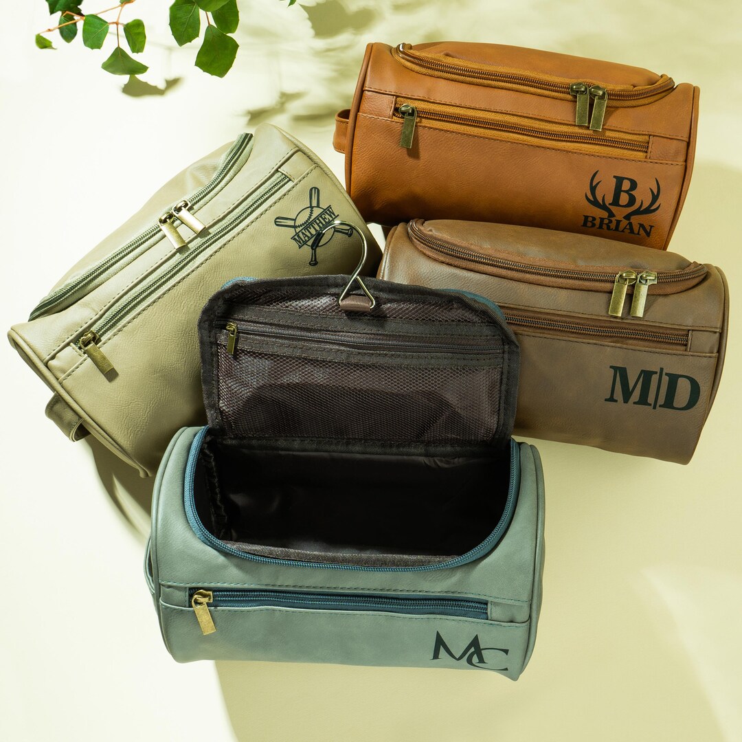 Custom Vegan Leather Toiletry Bag: Personalized Monogrammed Dopp Kit - Etsy