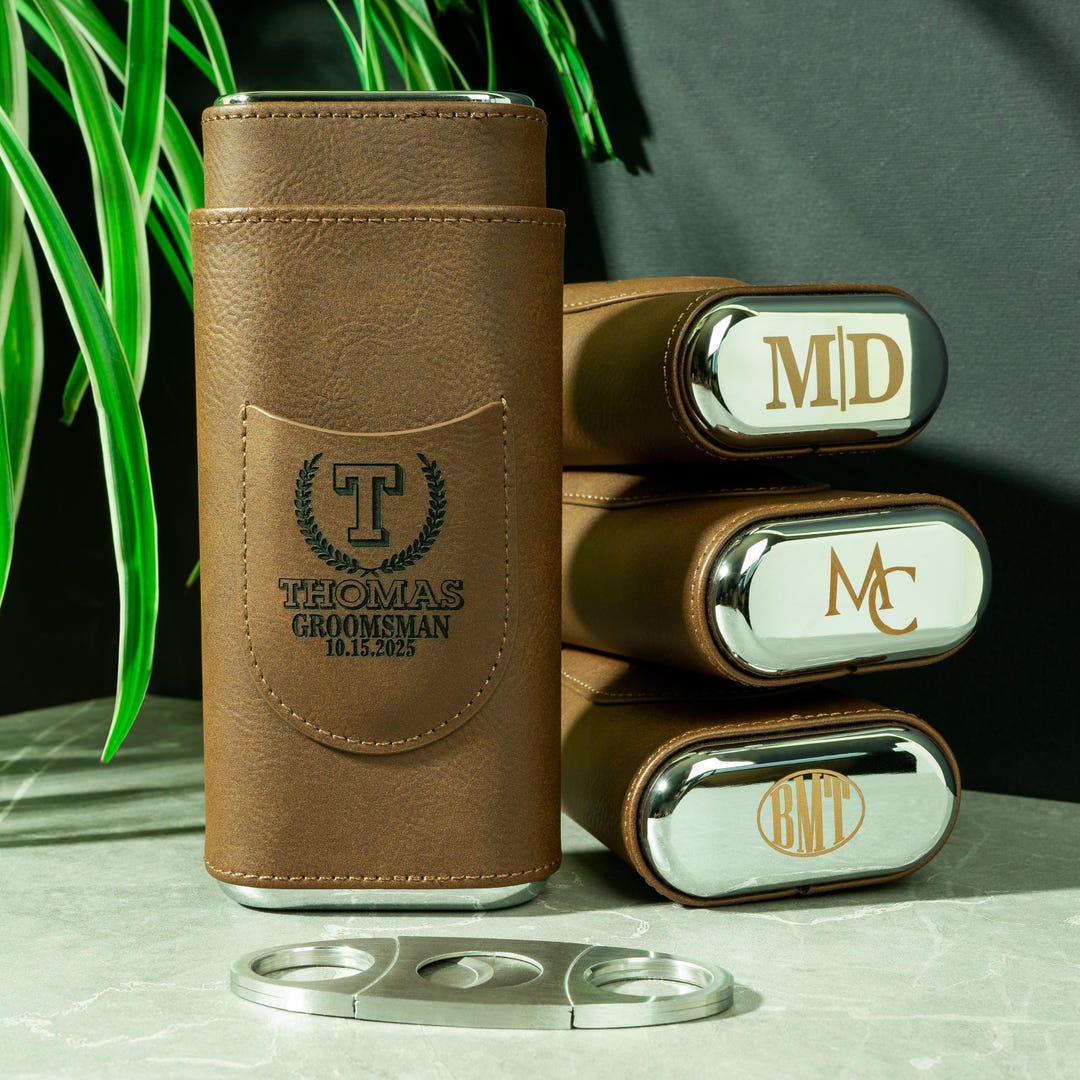 Personalized Leather Cigar Case, Custom Cigar Holder, Vintage Cigar ...