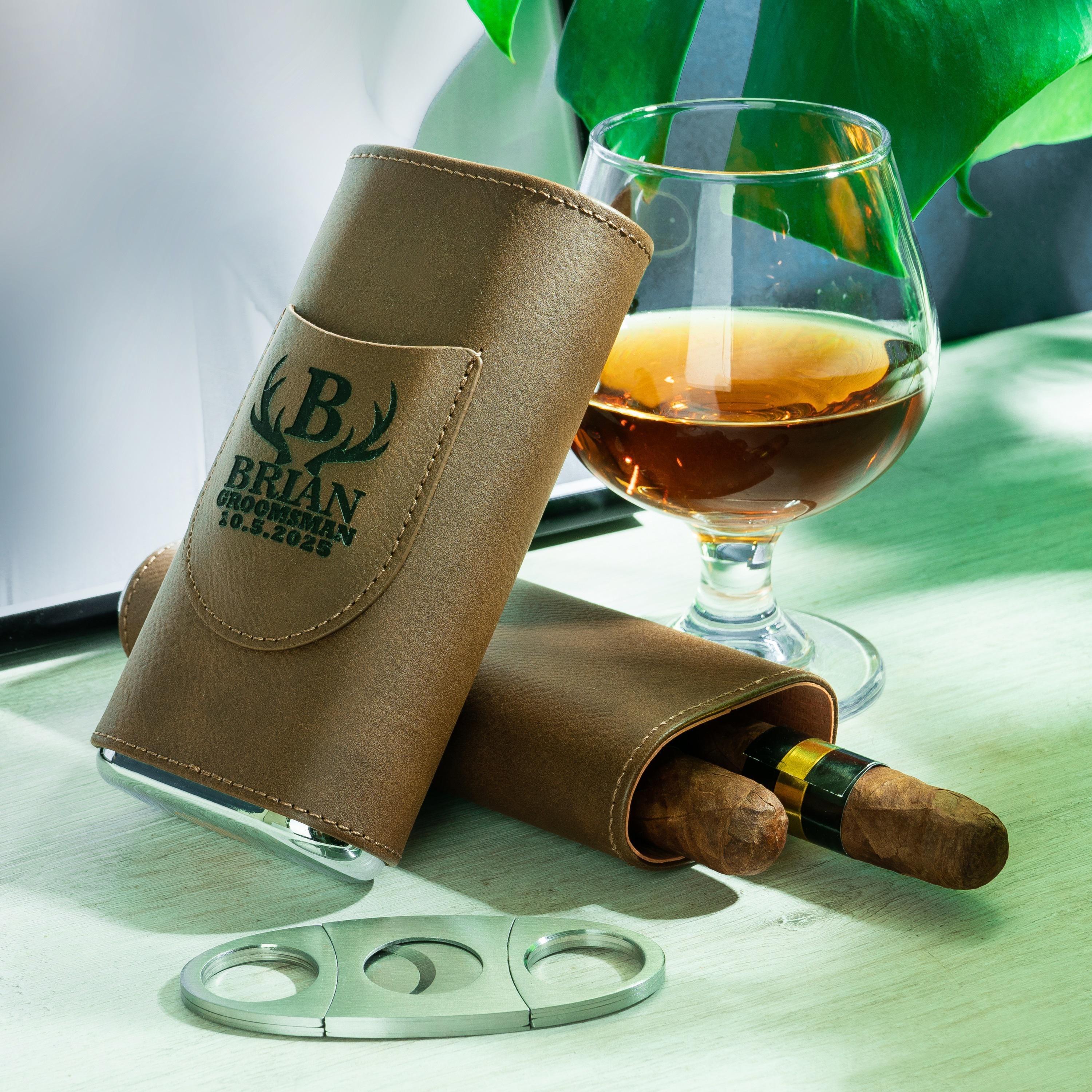 Custom Engraved Cigar Case With Cutter, Personalized Travel Cigar ...