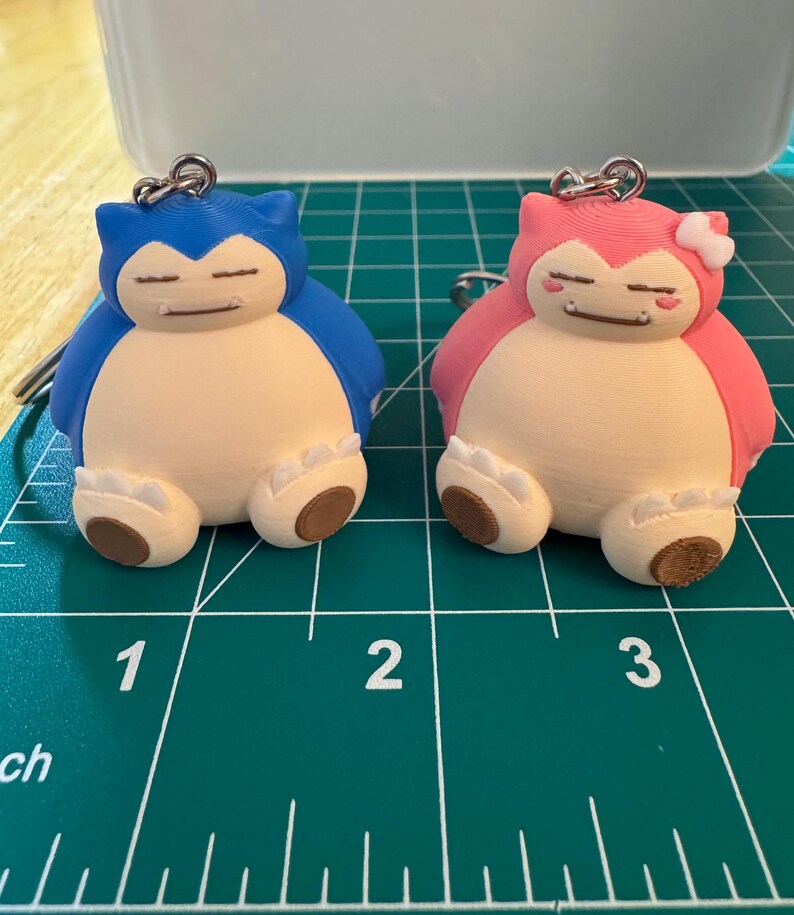 3D Printed Snorlax Keychain - 2 Versions: Boy (blue) or Girl (pink) - Etsy