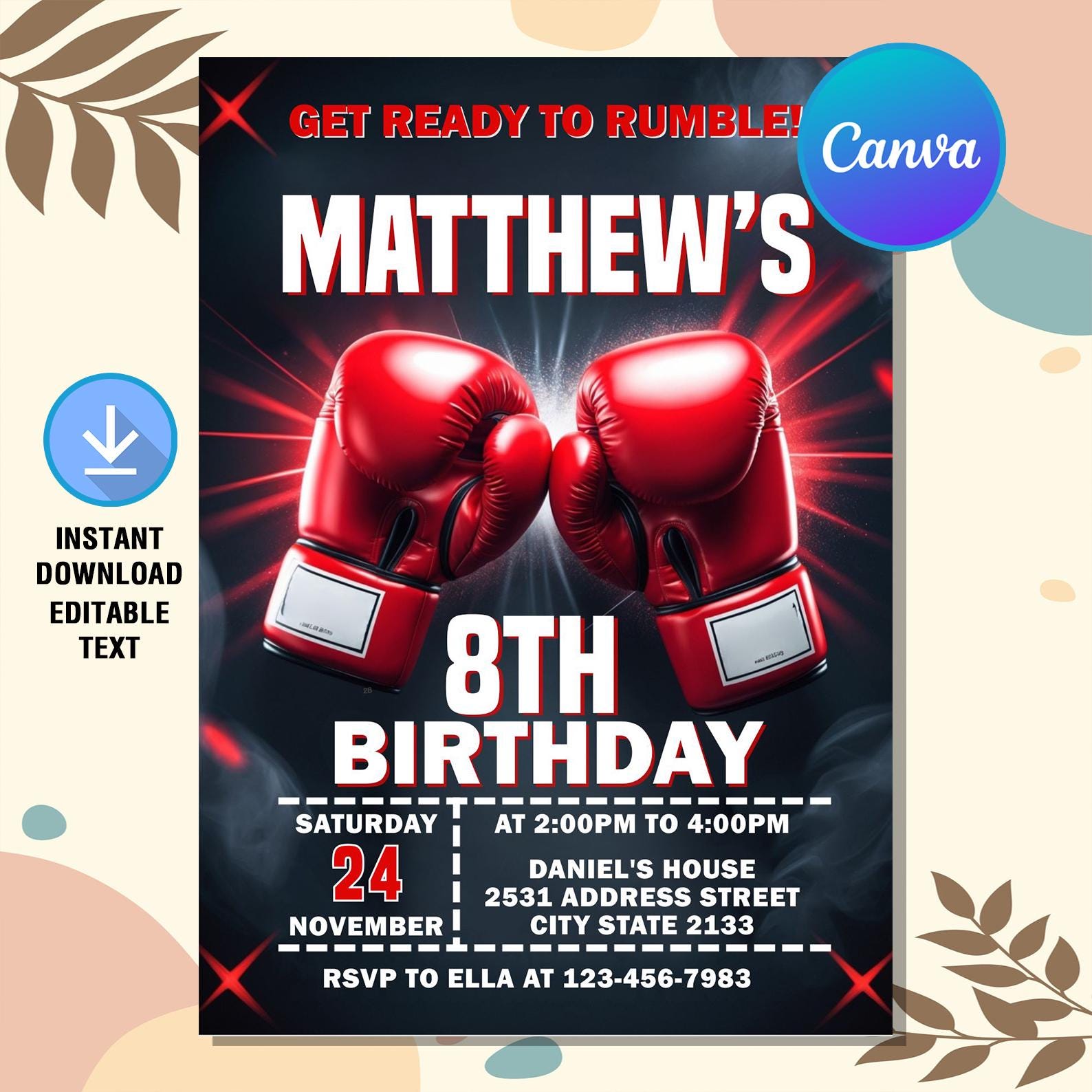 Boxing Birthday Invitation,boxing Birthday,boxing Invitation,boxing ...