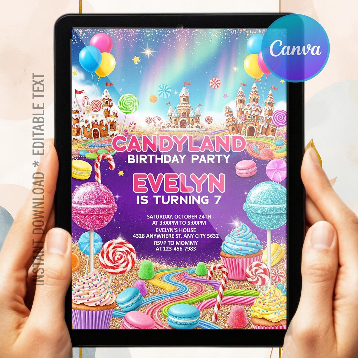 Candyland Birthday Invitation,candyland Invitation,candyland Birthday ...