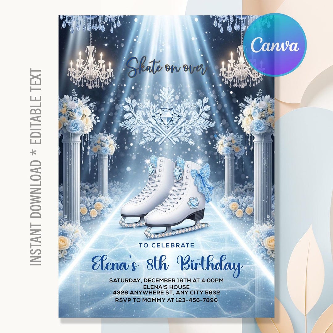 Ice Skating Birthday Invitation,ice Skating Invitation,ice Skating ...