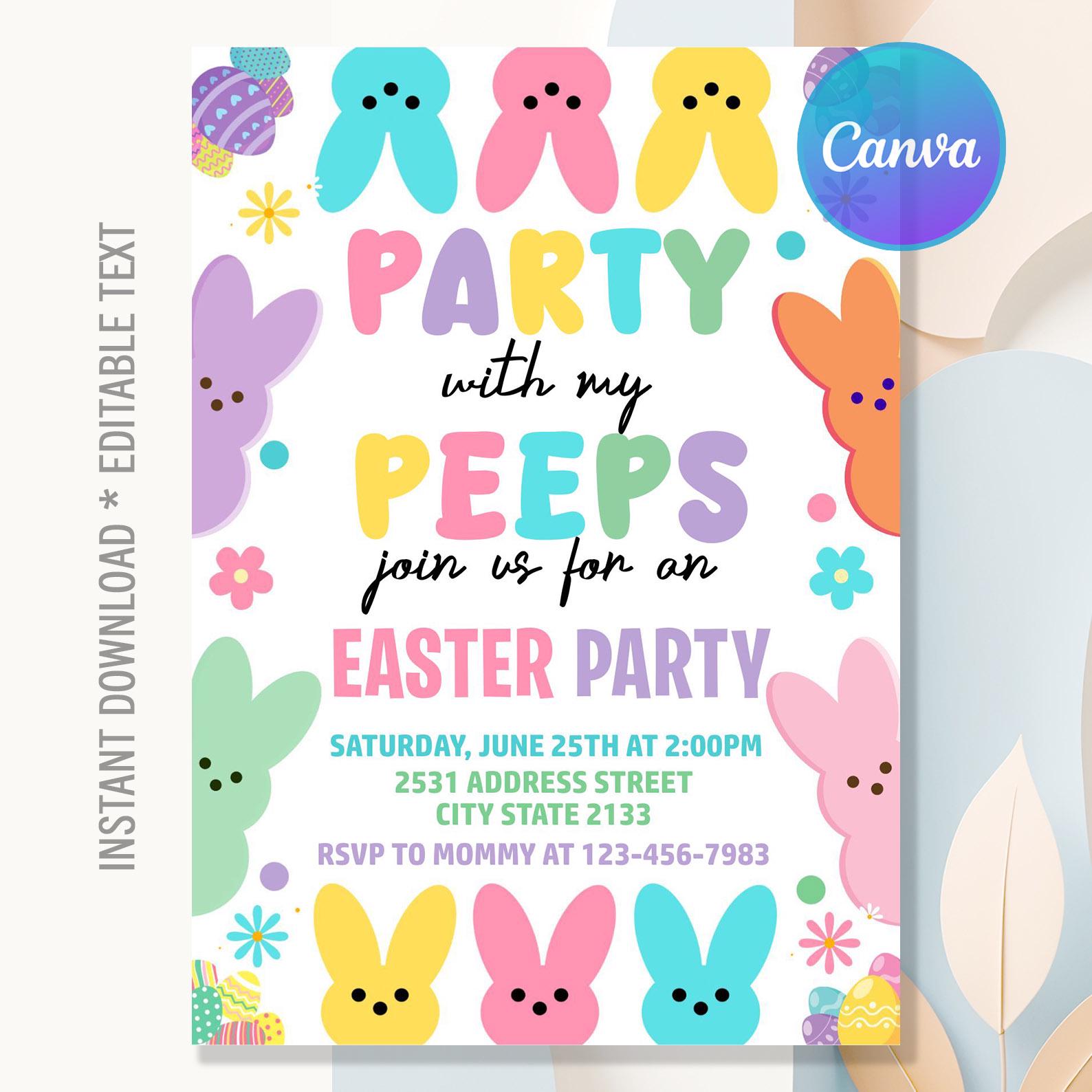 Easter Egg Hunt Invitation,party With My Peeps,easter Egg Invitation ...