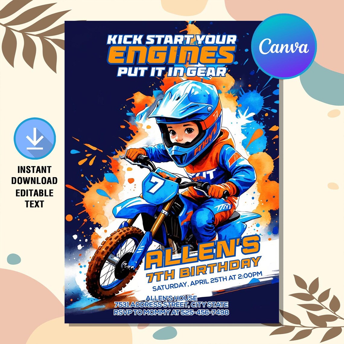 Dirt Bike Birthday Invitation,dirt Bike Invitation,motocross Birthday ...
