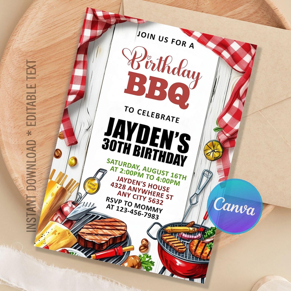 BBQ Birthday Invitation,birthday BBQ Party,barbecue Grill and Chill ...