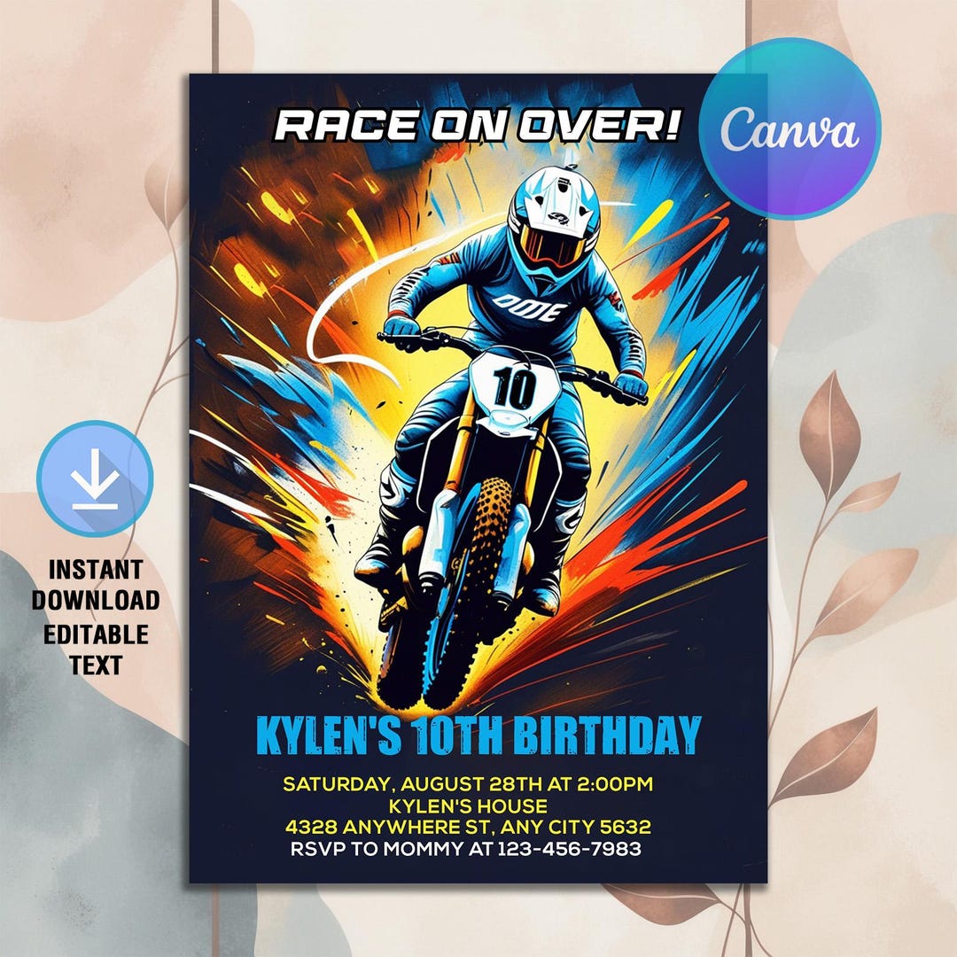Motocross Birthday Invitation,dirt Bike Birthday Party,motocross ...