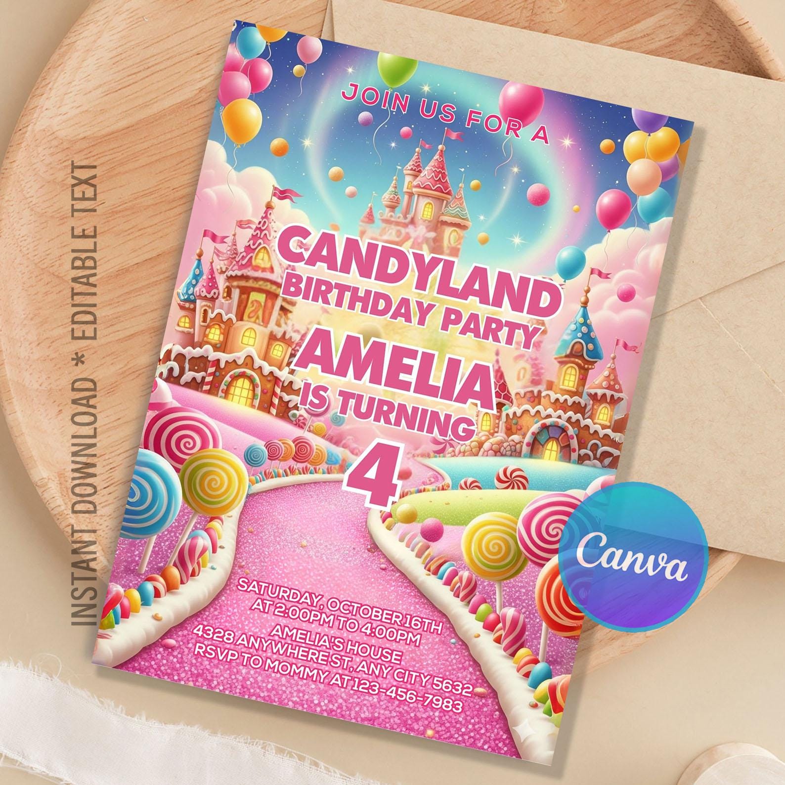 Candyland Birthday Invitation,candyland Party,candy Birthday,cand Yland ...