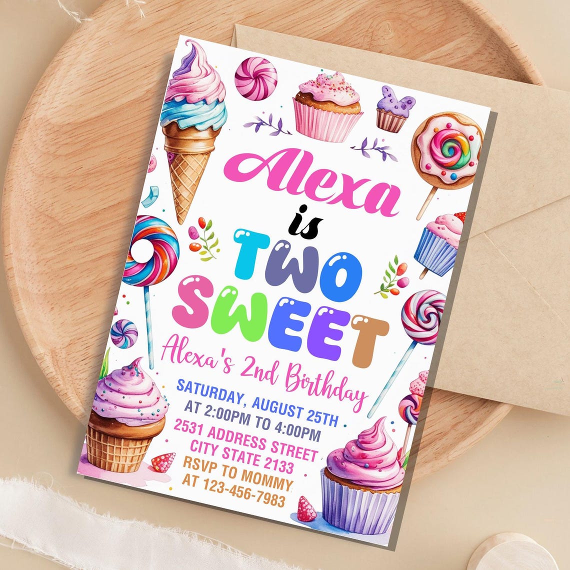 Two Sweet Birthday Invitation,two Sweet Invitation,2nd Birthday Party ...