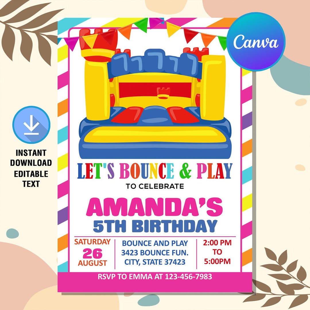 Bounce House Birthday Invitation,bounce Invite,playground Jump ...