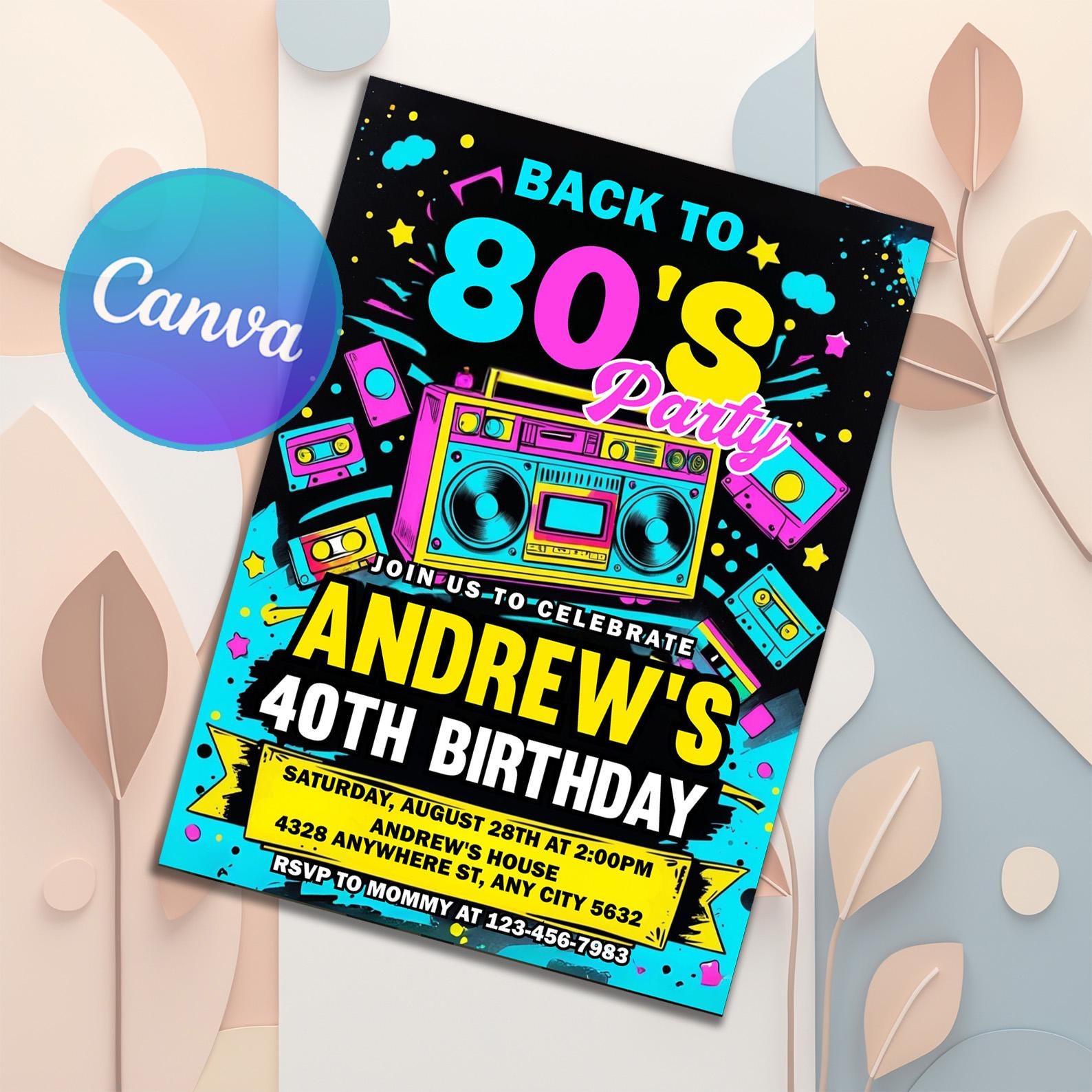 80s Birthday Invitation,80s Invitation,80s Party,back to the 80s ...