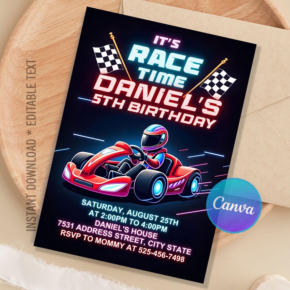 Go Kart Invitation,go Kart Birthday Invitation,go Kart Racing ...
