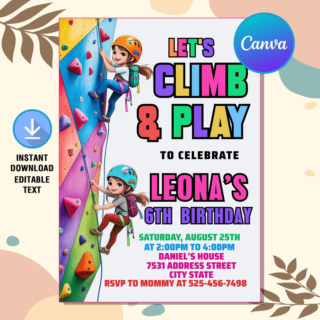Rock Climbing Birthday Invitation,rock Climbing Invitation,let's Climb ...
