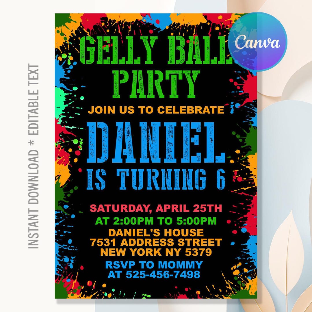 Gellyball Party Invitation,gellyball Party Birthday,gellyball Birthday ...