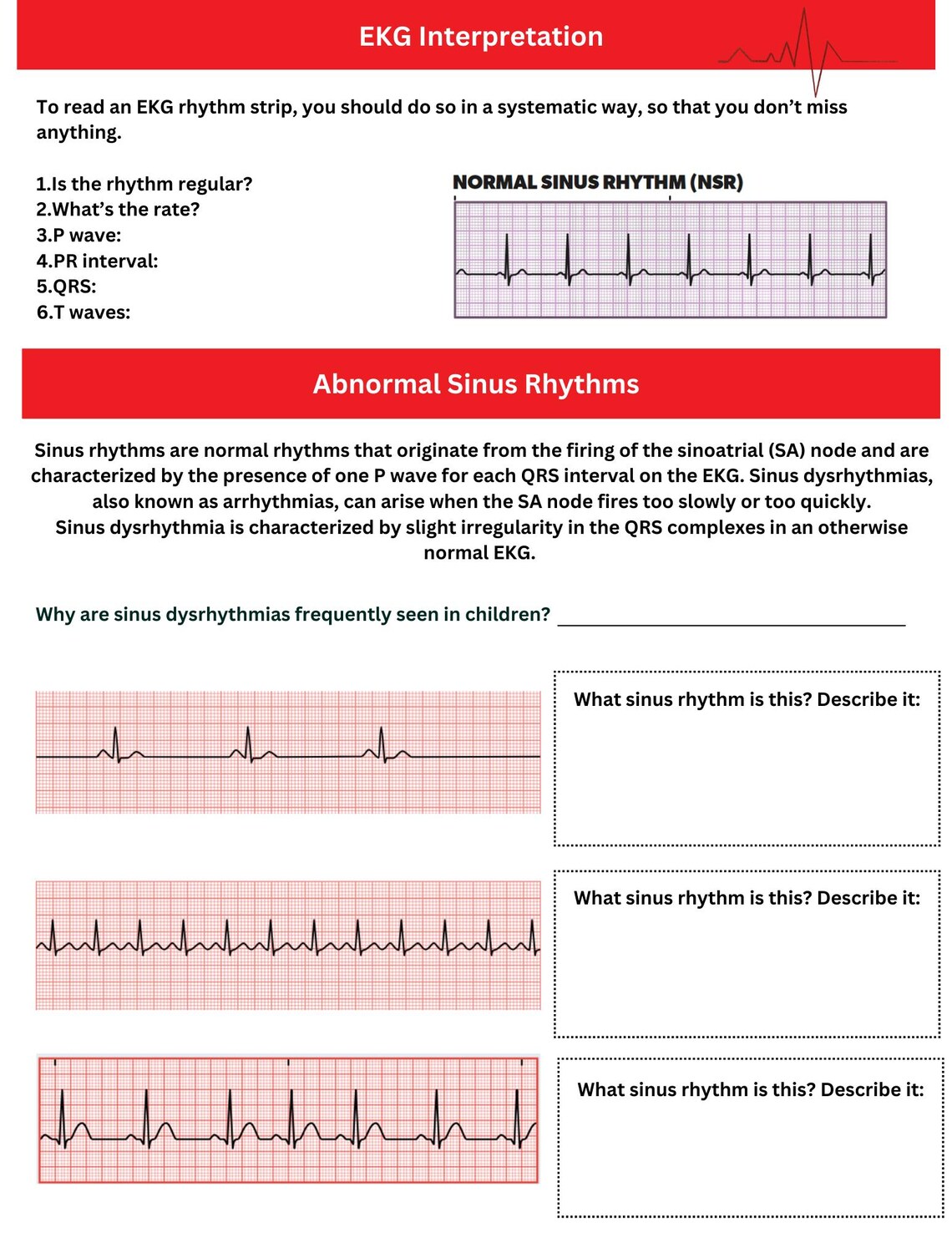 EKG Guided Notes | NHA CET Study Companion | Printable Study Guide - Etsy