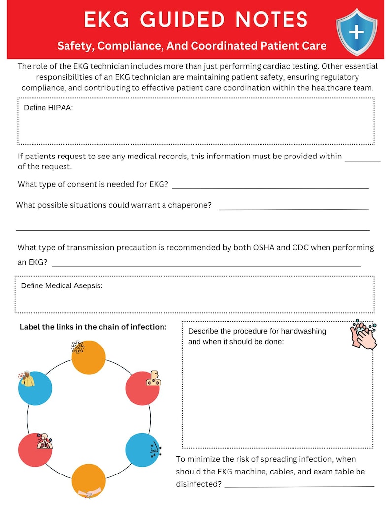EKG Guided Notes | NHA CET Study Companion | Printable Study Guide - Etsy