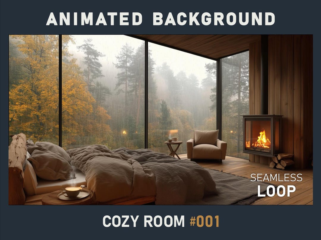 Animated Cozy Rainy Room #001 Loop Background - 1980x1080 MP4 (30s ...