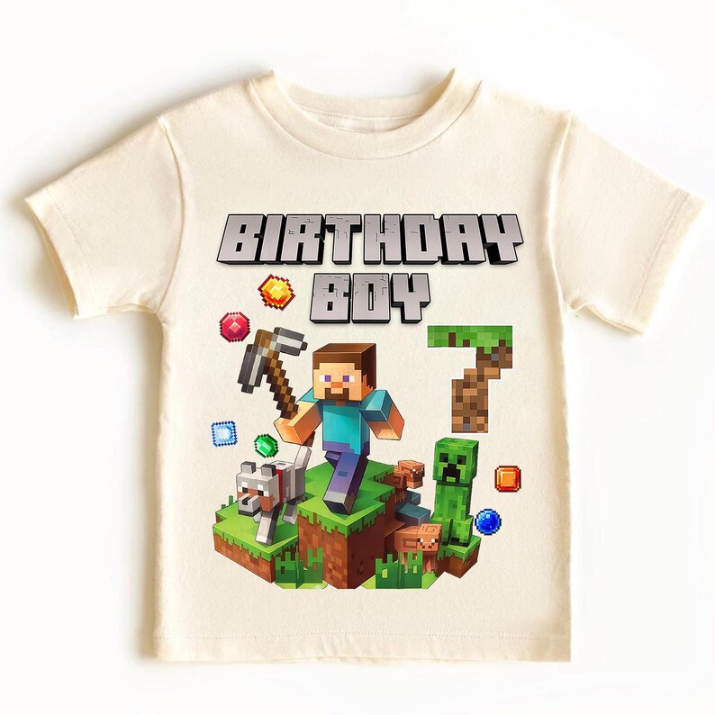 Minecraft Birthday Shirt PNG, Creeper Birthday Design, Kids Gaming ...