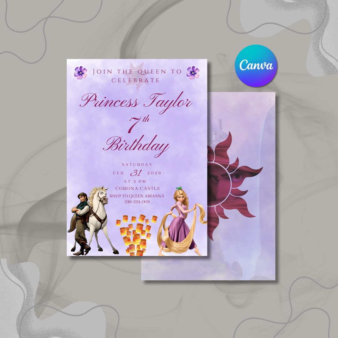 Tangled Birthday Party Invitation, Tangled Invitation, Rapunzel ...
